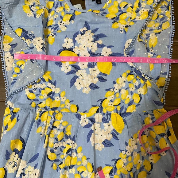 Ann Taylor | Dresses | Nwt Ann Taylor Blue Yellow Lemon Swiss Dot ...